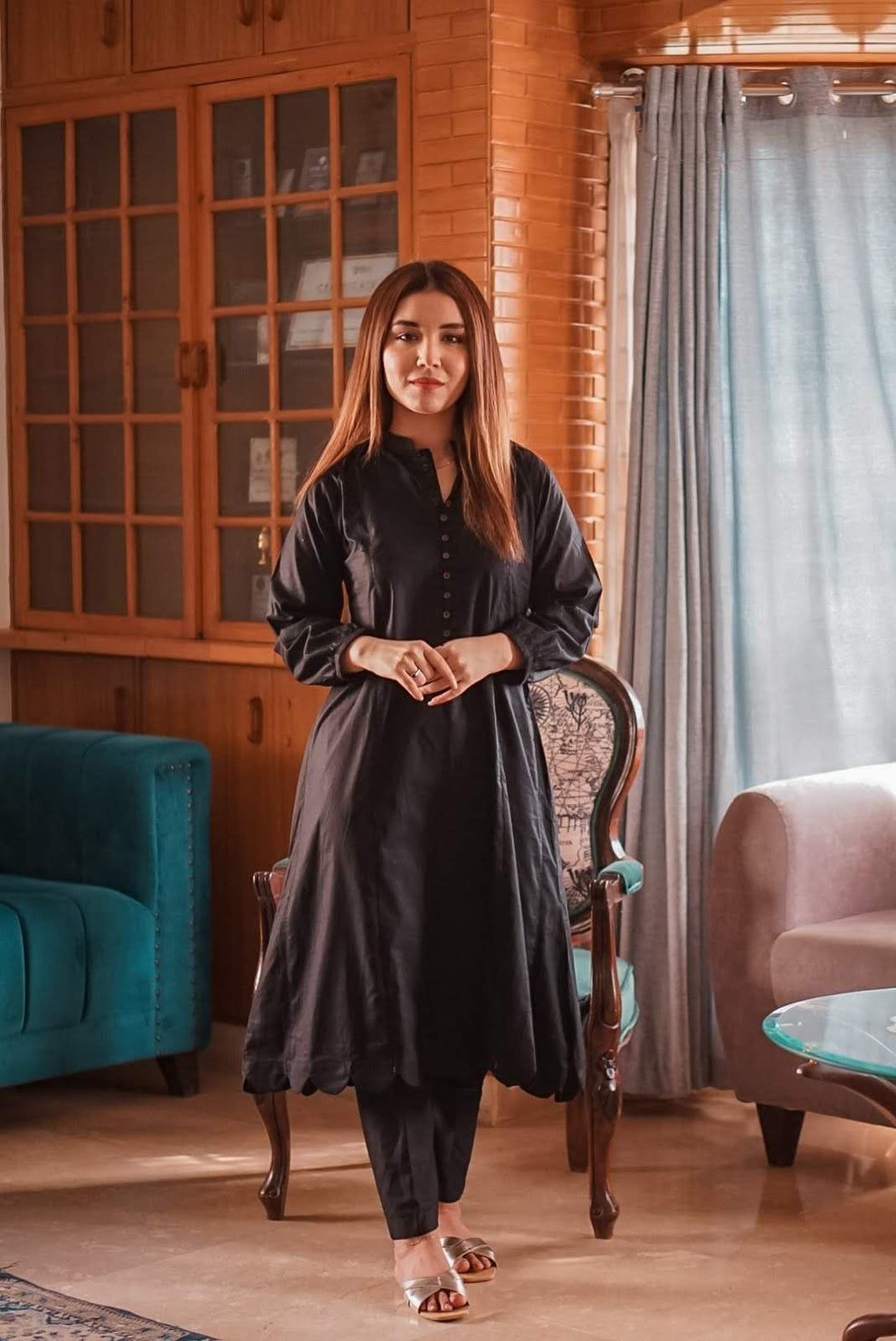 kali frock 2pc 9528 black – Kapraymart